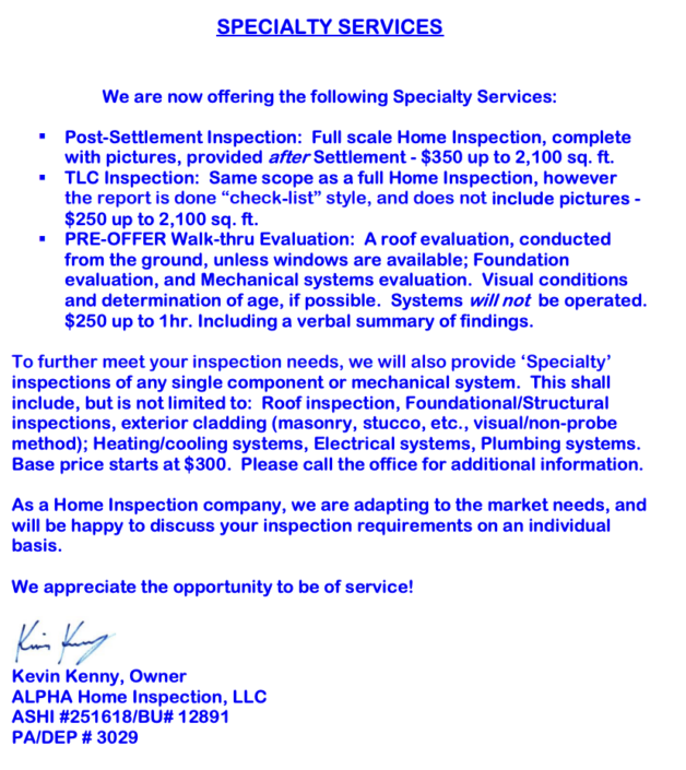 Our Services - Alpha Home Inspection